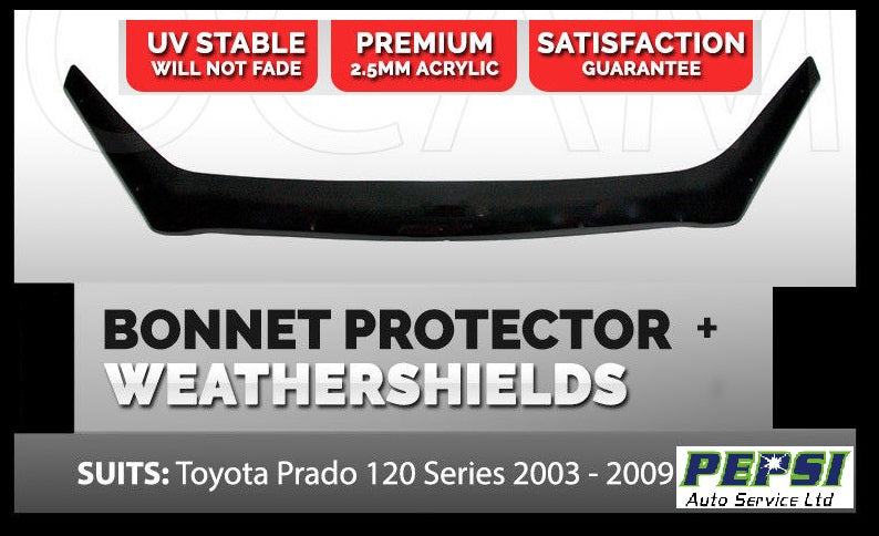 Bonnet Protector BUG GUARD WIND DEFLECTOR (Smoked) for Toyota Prado 12 ...
