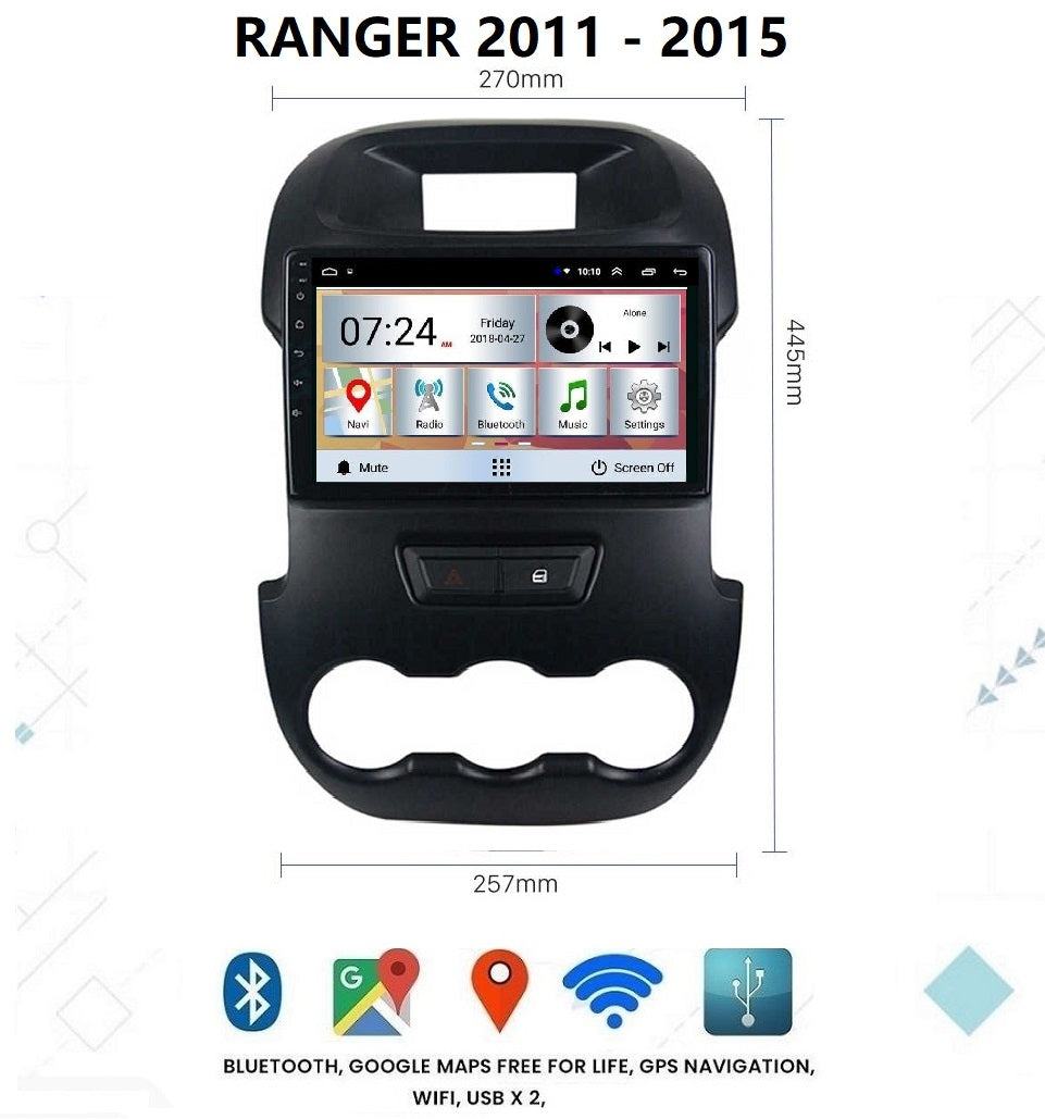 FORD RANGER PX2 2016+ OEM LARGE SCREEN GPS NAV ANDROID SYSTEM STEREO ...